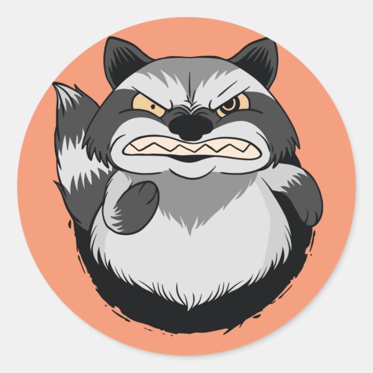 Grumpy Raccoon Classic Round Sticker | Zazzle