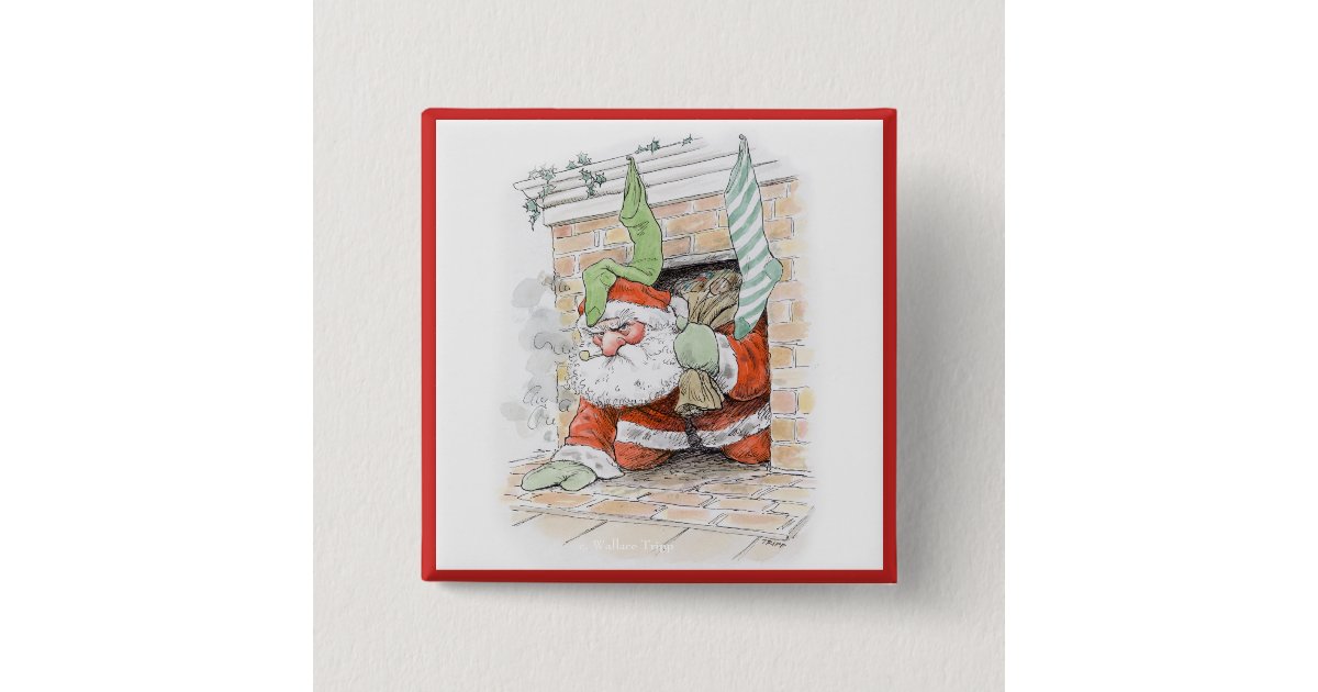 Grumpy Santa Square Button | Zazzle