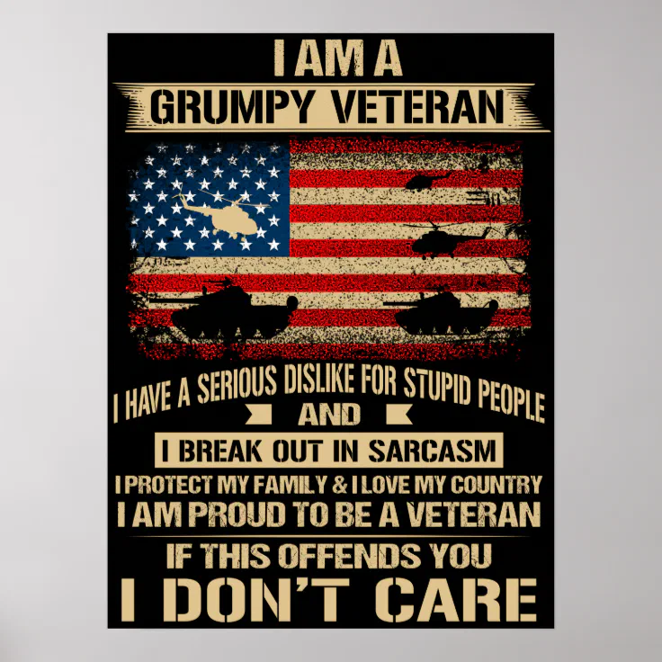 Grumpy Veteran Poster | Zazzle