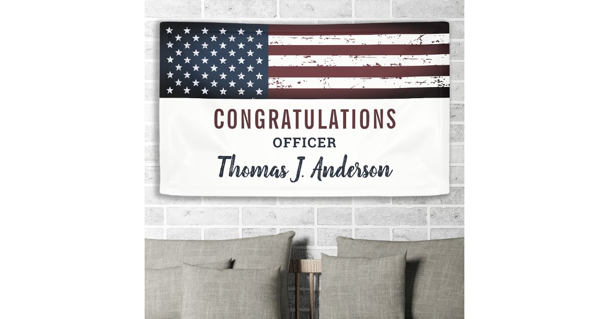 Grunge American Flag Military Police Retirement Banner | Zazzle