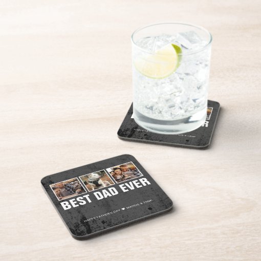 Grunge Best Dad Ever Father's Day Photos Beverage Coaster | Zazzle