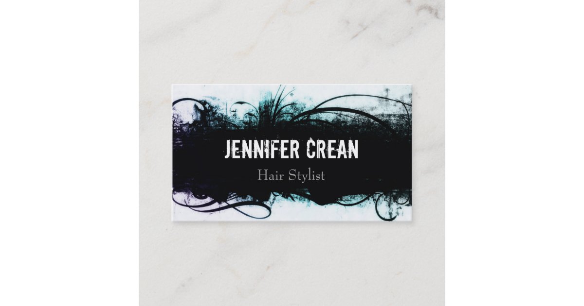 Grunge Black and Teal Business Card | Zazzle