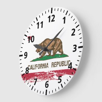 Grunge California State Flag Large Clock | Zazzle