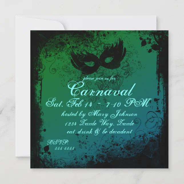 Grunge Carnaval Invitation | Zazzle