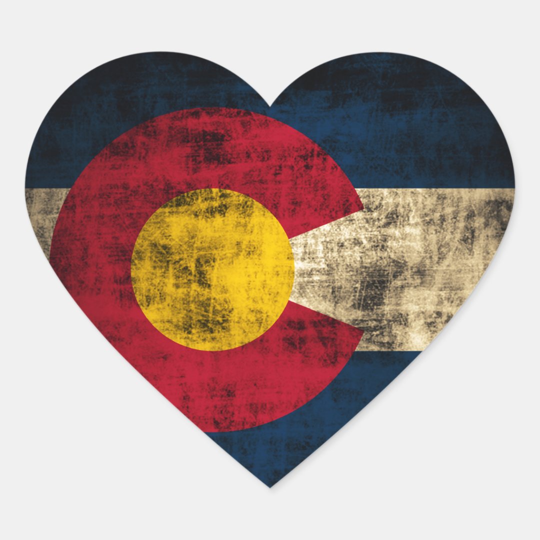 Grunge Colorado Flag Heart Sticker | Zazzle