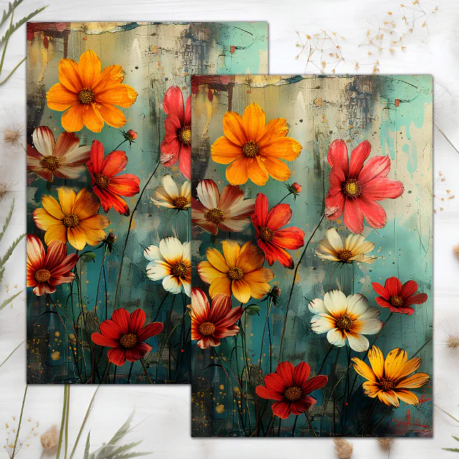 GRUNGE DISTRESSED FLORAL DECOUPAGE TISSUE PAPER | Zazzle