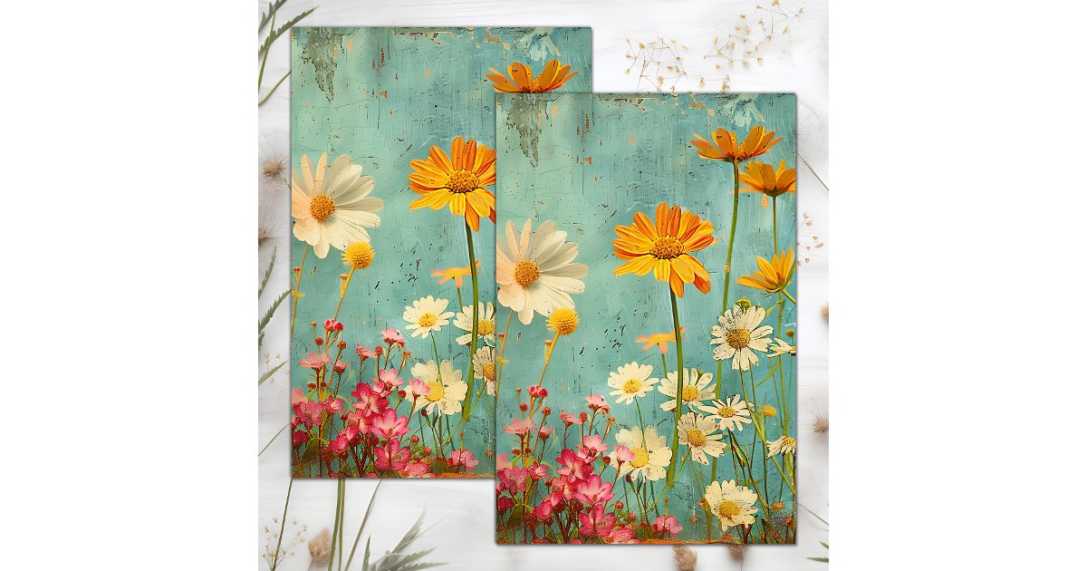 GRUNGE DISTRESSED FLORAL DECOUPAGE TISSUE PAPER | Zazzle