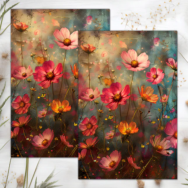 GRUNGE DISTRESSED FLORAL DECOUPAGE TISSUE PAPER | Zazzle