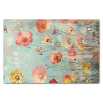 GRUNGE DISTRESSED FLORAL DECOUPAGE TISSUE PAPER | Zazzle