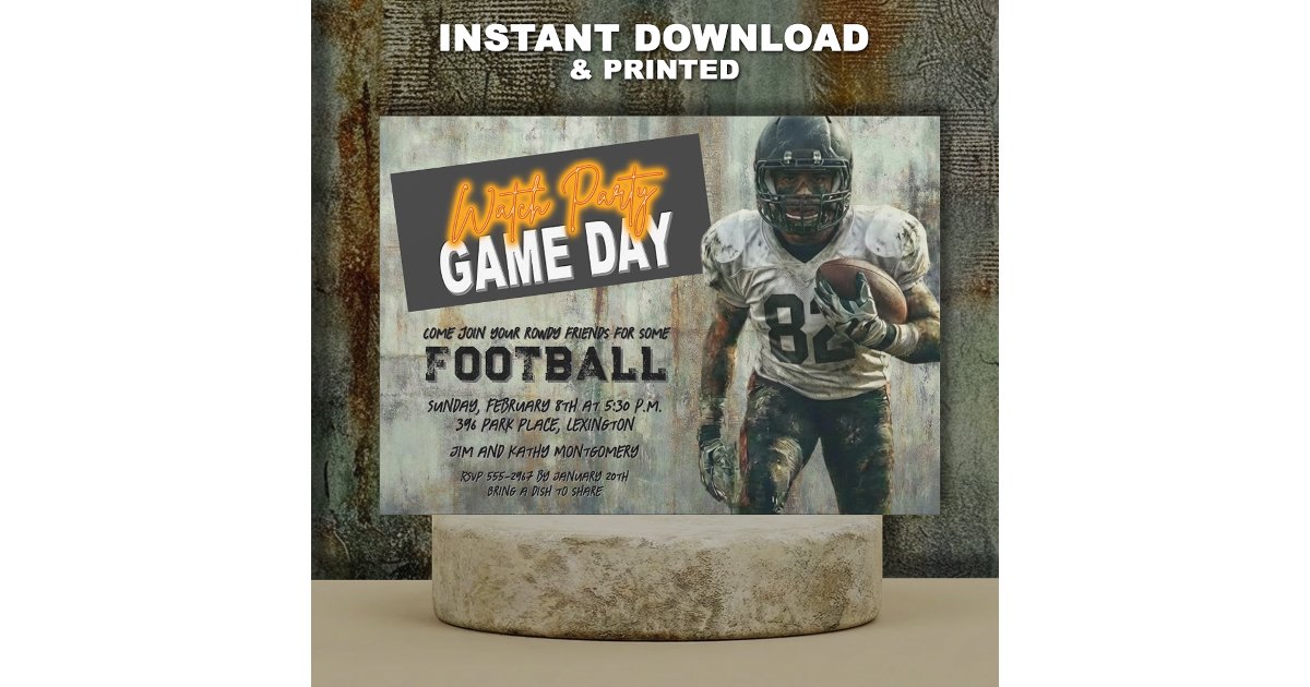 Grunge Football Super Player Party Invitation | Zazzle