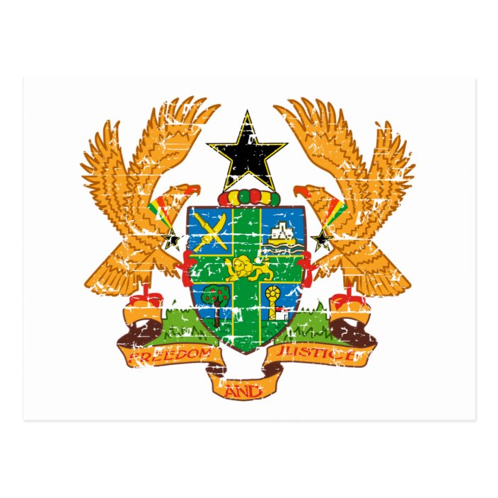 Grunge Ghana coat of arms designs Postcard | Zazzle.com