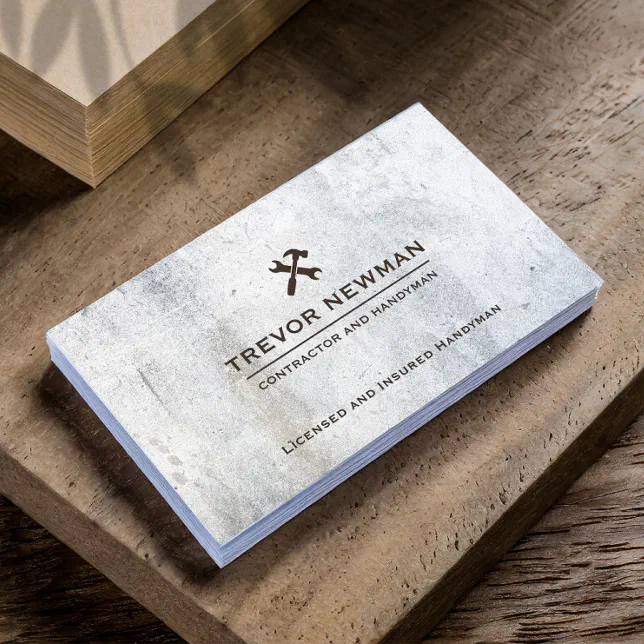 Grunge Handyman Carpenter Tools Concrete Business Card | Zazzle