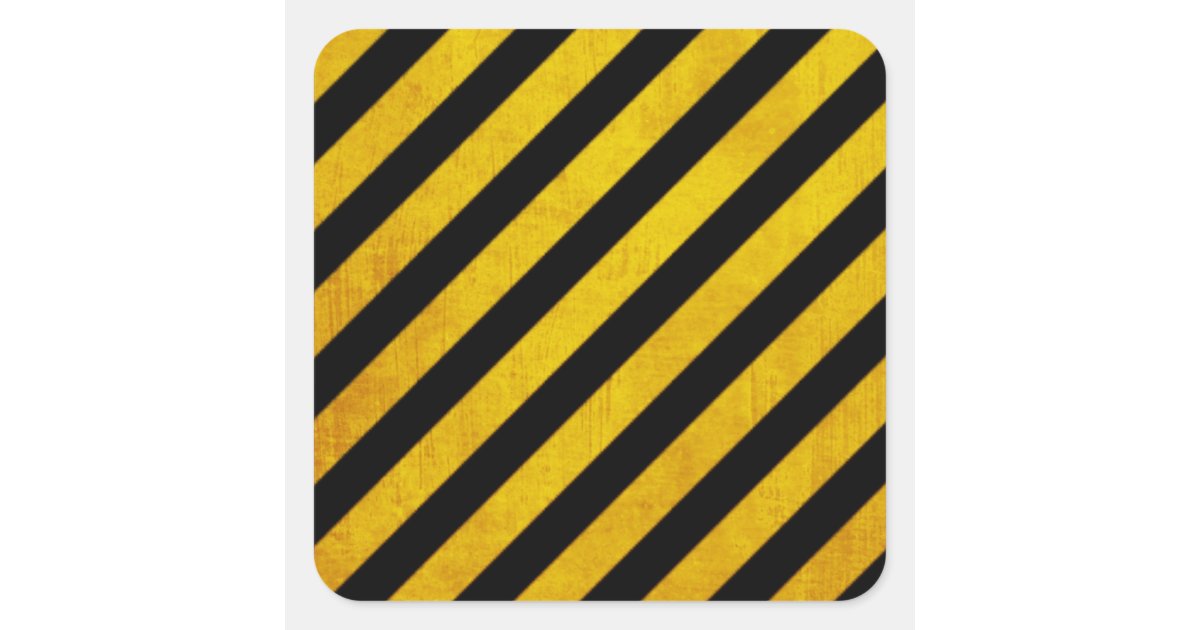 Grunge hazard stripe square sticker | Zazzle