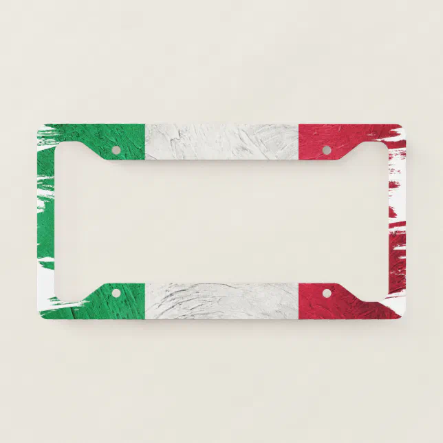 Grunge Italy flag, Italian flag, Brush stroke License Plate Frame | Zazzle