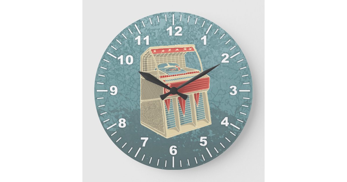 Grunge Jukebox Large Clock | Zazzle
