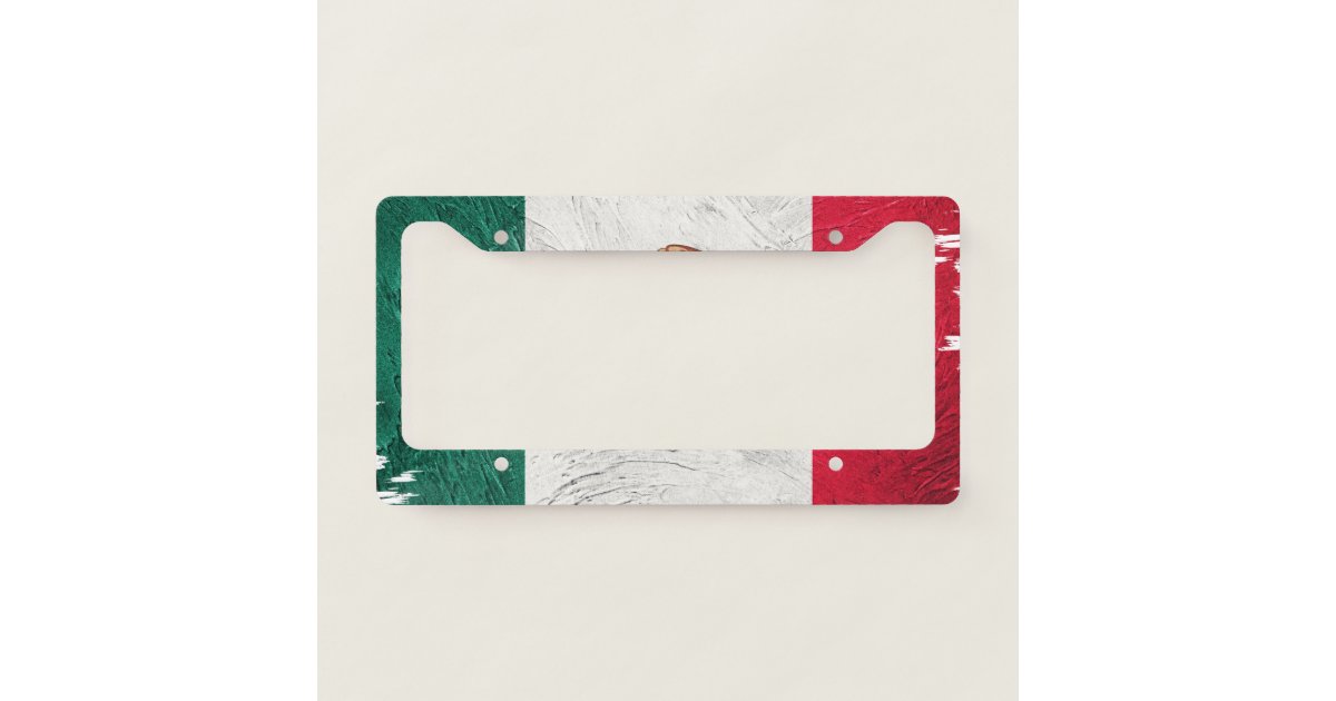 Grunge Mexico flag, Brush stroke, Mexican flag License Plate Frame | Zazzle