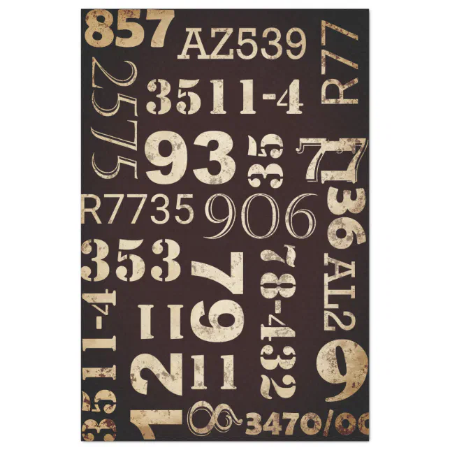 Grunge Numbers Furniture Decoupage Paper | Zazzle