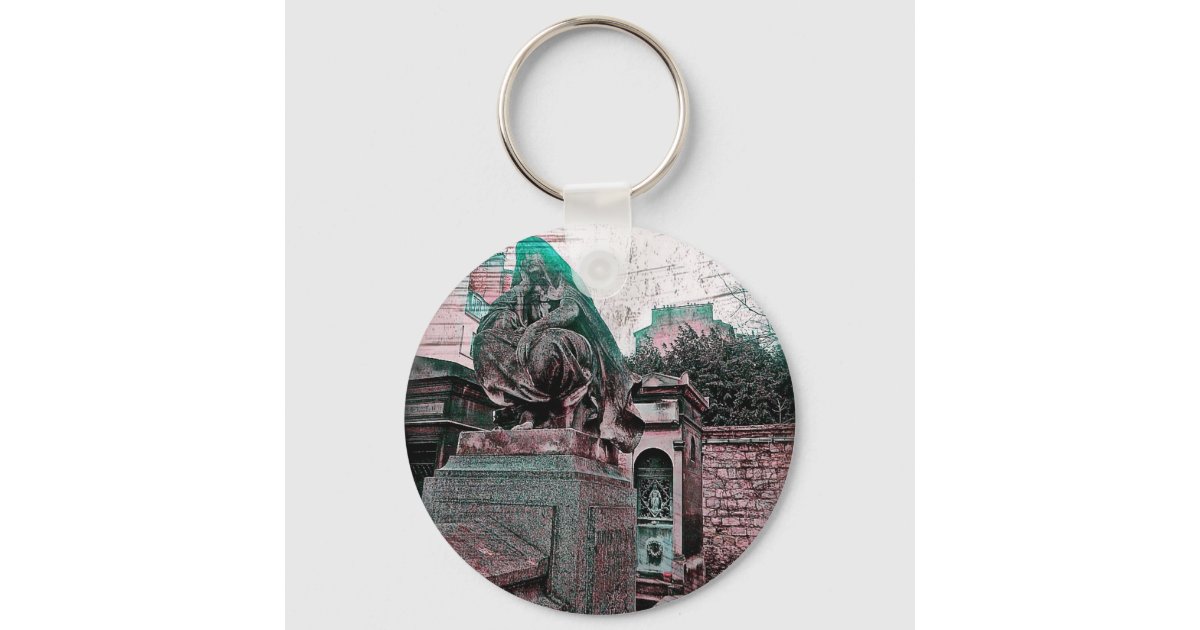 Grunge Paris Grave Keychain | Zazzle