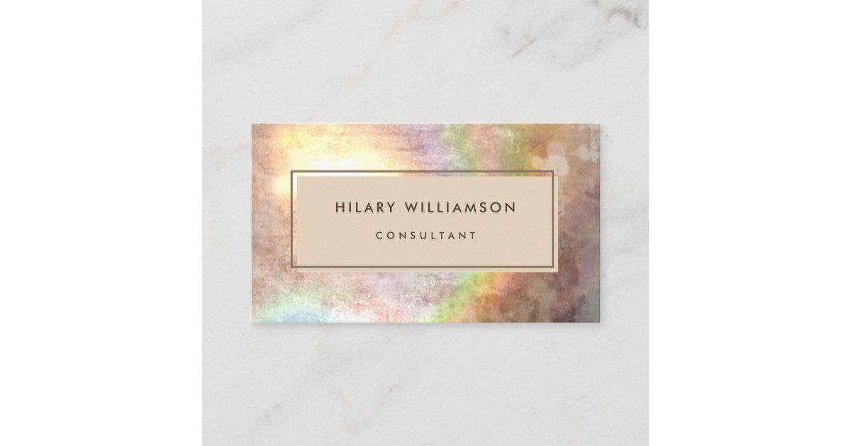 Grunge Pastel Holograph Beige Business Card | Zazzle