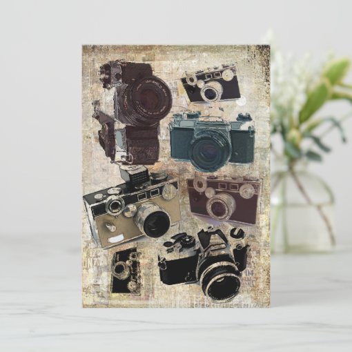 Grunge photographer photography Vintage Camera Invitation | Zazzle