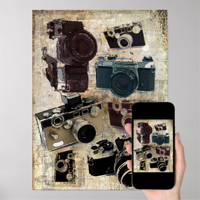 Grunge photographer photography Vintage Camera Poster | Zazzle