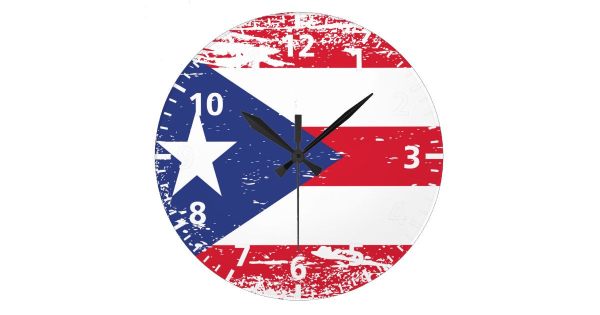Grunge Puerto Rico Flag Large Clock | Zazzle.com