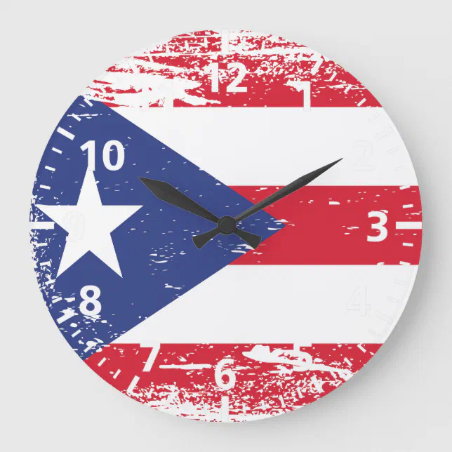 Grunge Puerto Rico Flag Large Clock | Zazzle