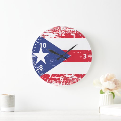 Grunge Puerto Rico Flag Large Clock | Zazzle