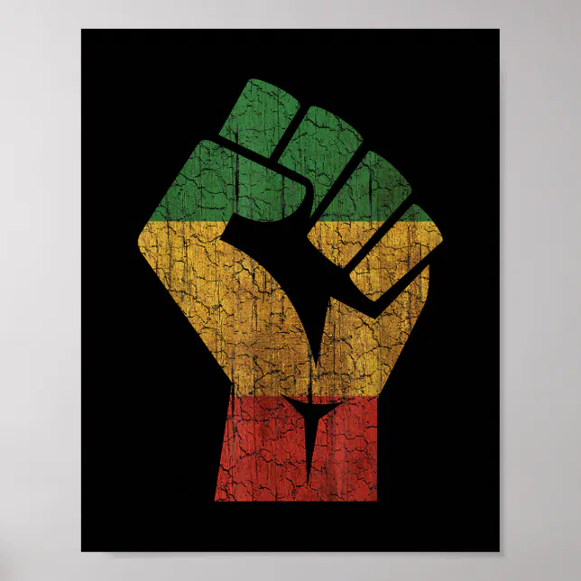 Grunge Red Green Yellow Black Fist Black Lives Mat Poster | Zazzle