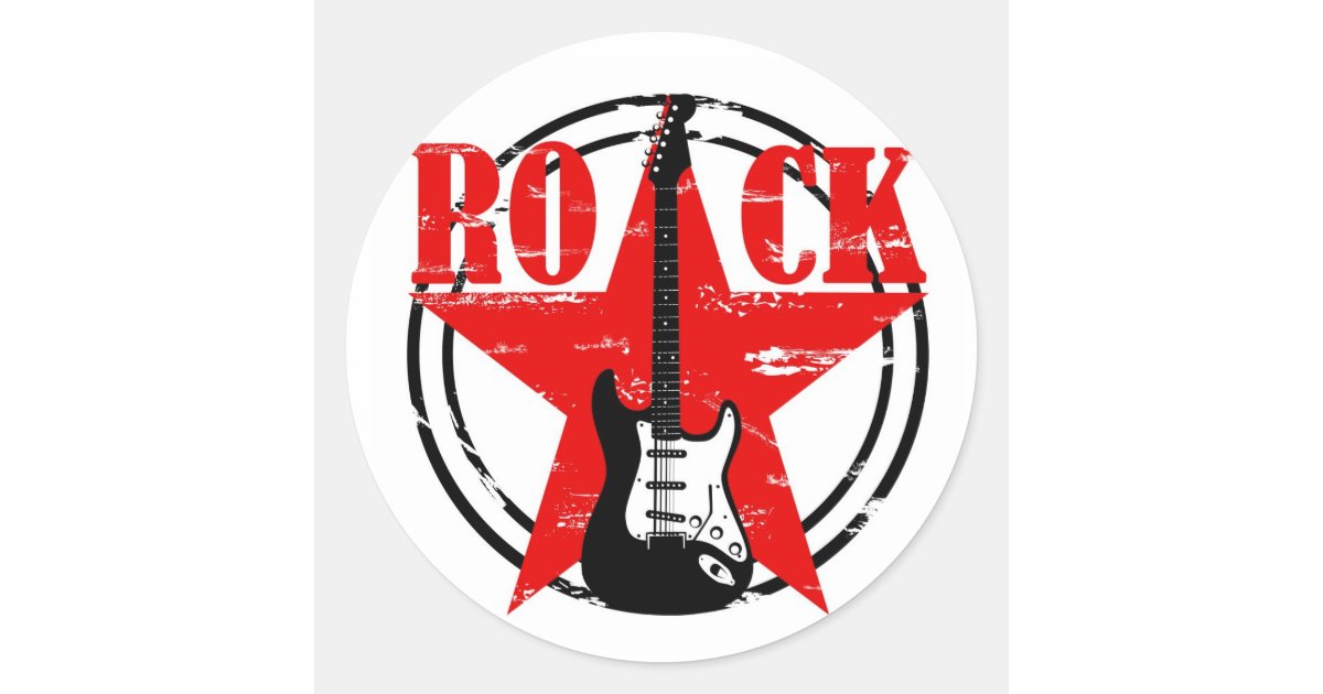 Grunge rock classic round sticker | Zazzle