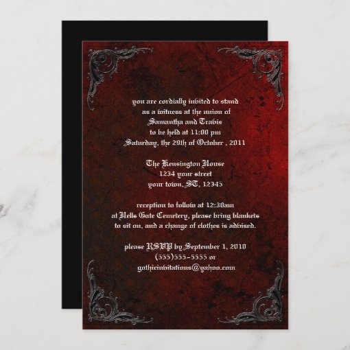 Grunge Rose Damask Gothic Invitation | Zazzle