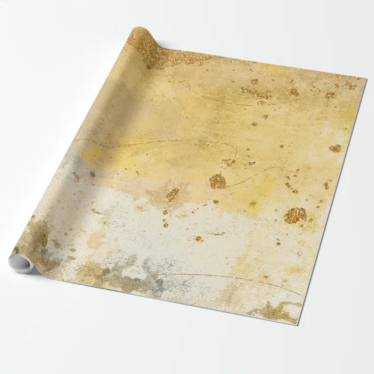 Grunge Scratch Watercolor Gold Glitter Texture 12 Wrapping Paper | Zazzle