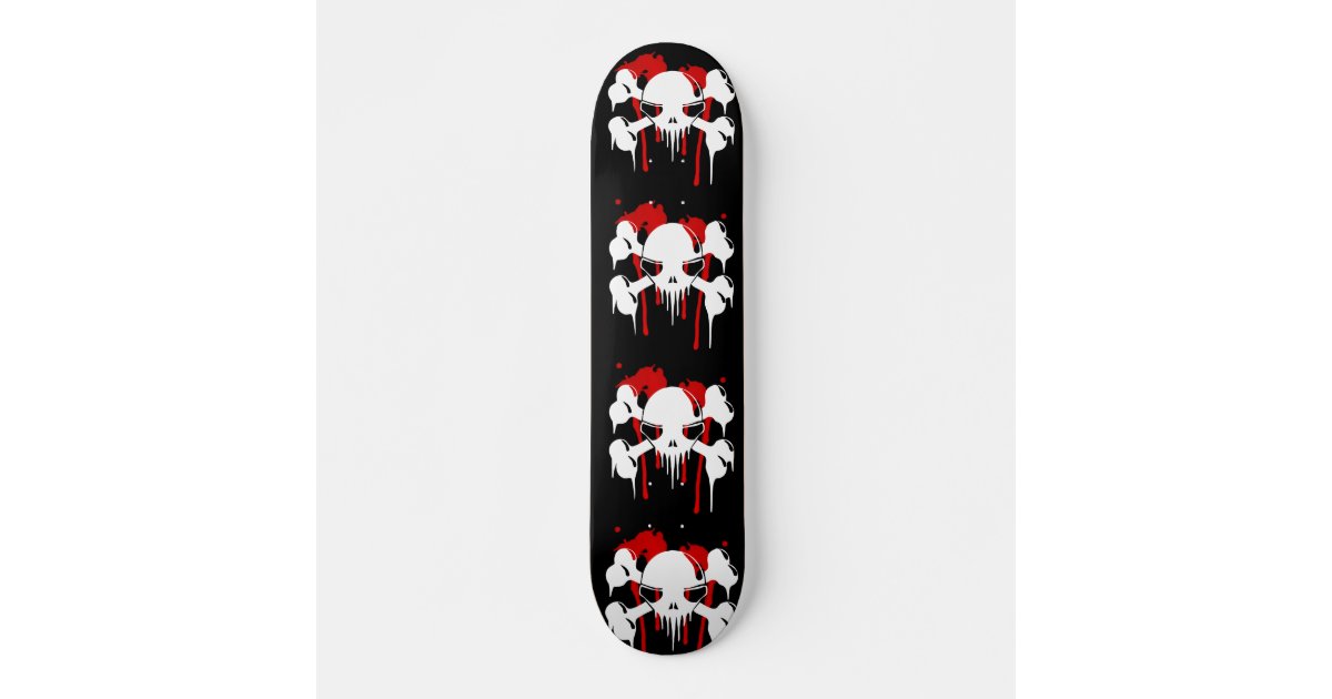 Grunge Skull And Bones Pattern Skateboard | Zazzle