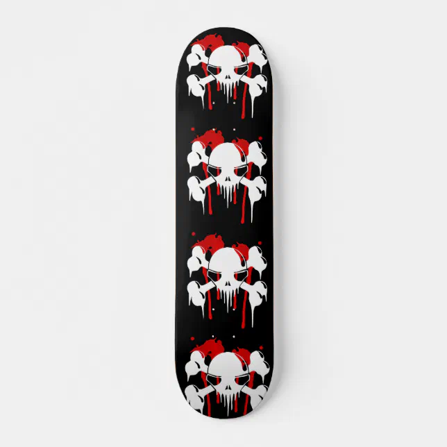Grunge Skull And Bones Pattern Skateboard | Zazzle