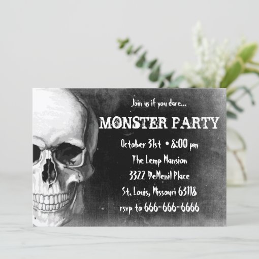 Grunge Skull Invitation | Zazzle