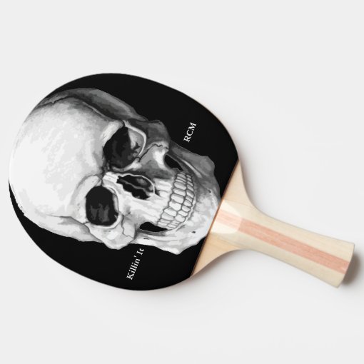 Grunge Skull Monogram Ping Pong Paddle | Zazzle