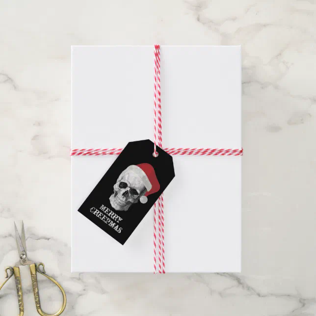 Grunge Skull Santa Gift Tags | Zazzle
