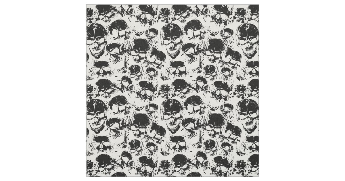 grunge skulls print fabric | Zazzle