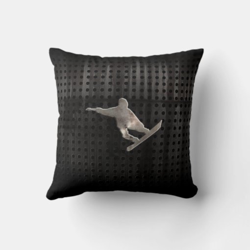Grunge Snowboarding Throw Pillow | Zazzle
