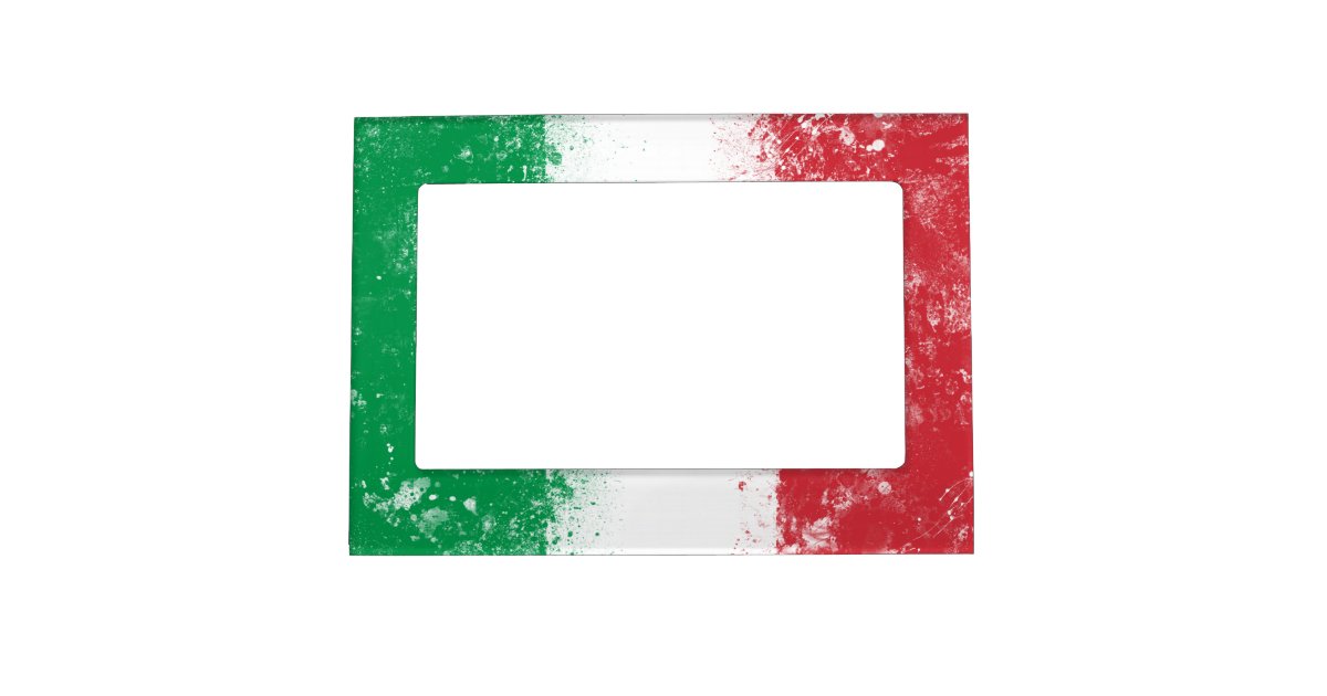 Grunge Splatter Painted Flag of Italy Magnetic Picture Frame | Zazzle
