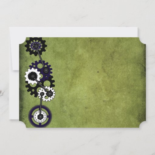 Grunge Steampunk Gears Wedding Invitation | Zazzle