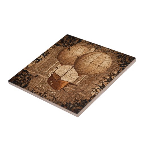 Grunge Steampunk Victorian Airship Ceramic Tile | Zazzle