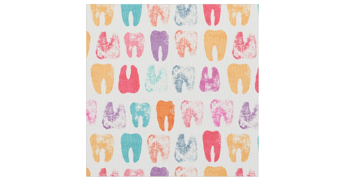 Grunge Tooth Pattern Fabric | Zazzle