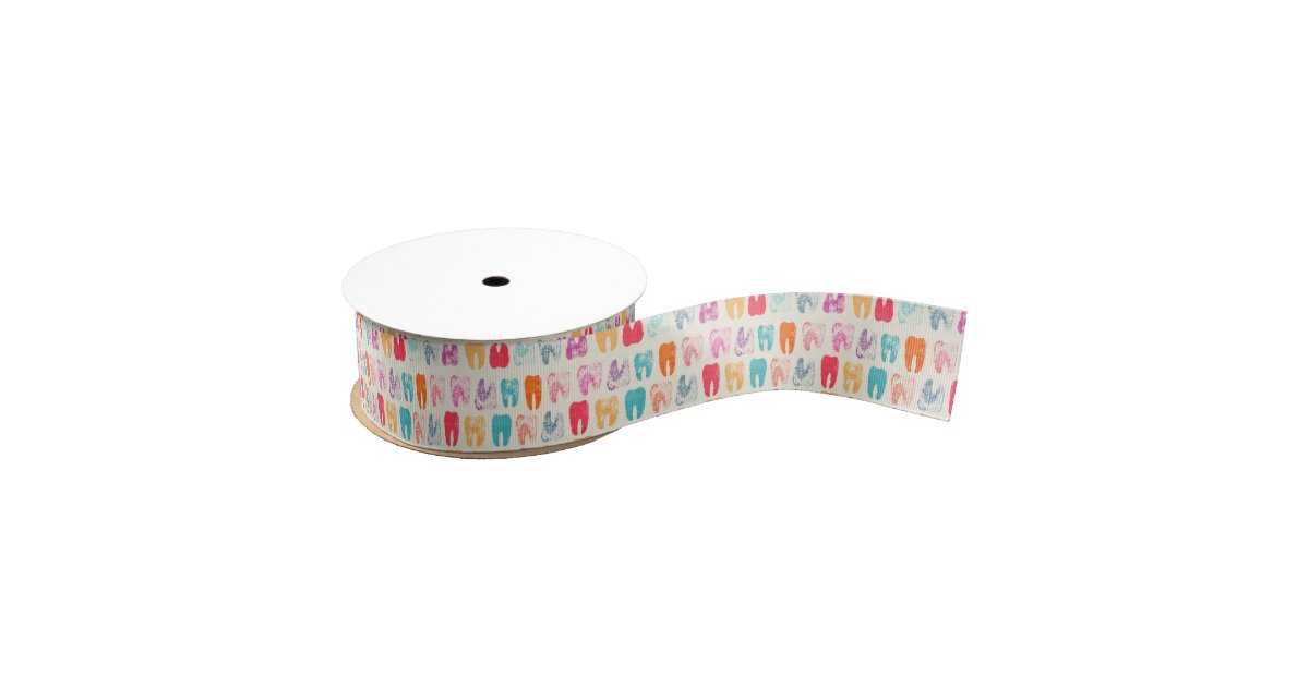 Grunge Tooth Pattern Grosgrain Ribbon | Zazzle