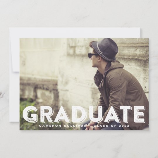 Grunge Typography Photo Graduation Invitation | Zazzle.com