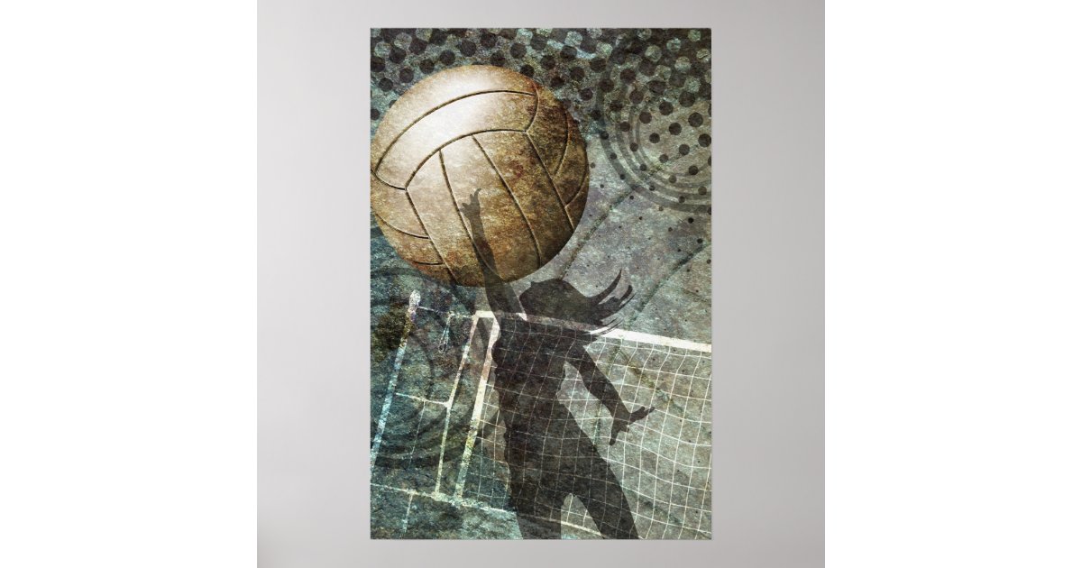 Grunge Volleyball Poster | Zazzle