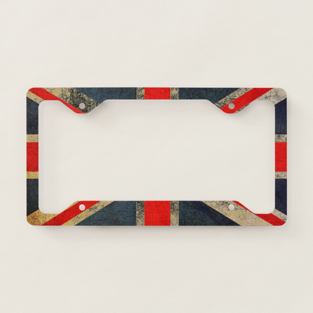 Grunged British Union Jack License Plate Frame | Zazzle