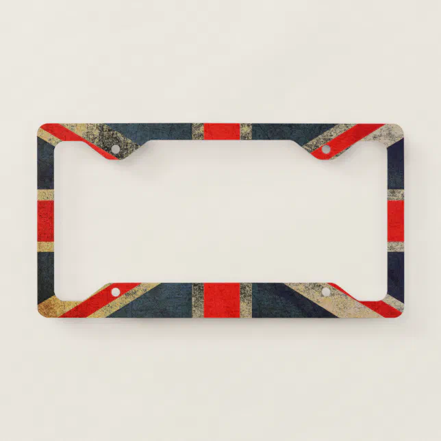 Grunged British Union Jack License Plate Frame | Zazzle