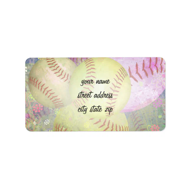 Grungy Girly Softball Label | Zazzle