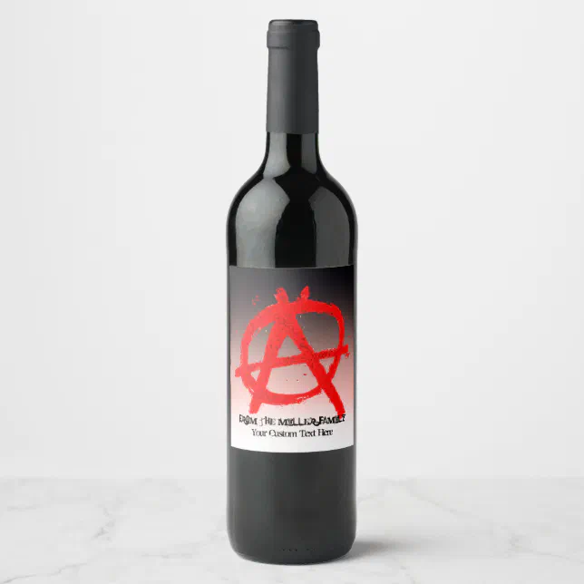 Grungy Red Anarchy Symbol Wine Label | Zazzle